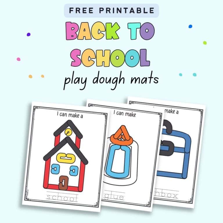 Free Printable Back to School Play Dough Mats - The Artisan Life