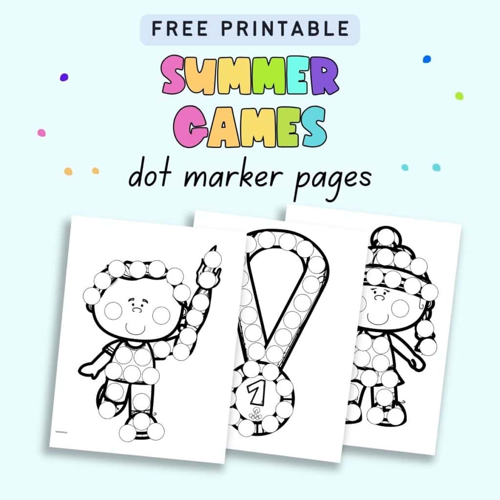 Free Printable Summer Games Dot Marker Coloring Pages - The Artisan Life