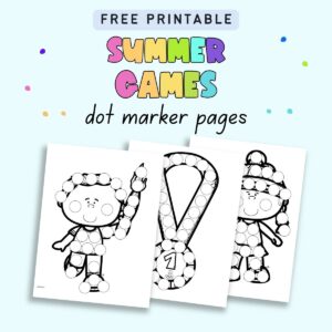 Free Printable Summer Games Dot Marker Coloring Pages - The Artisan Life