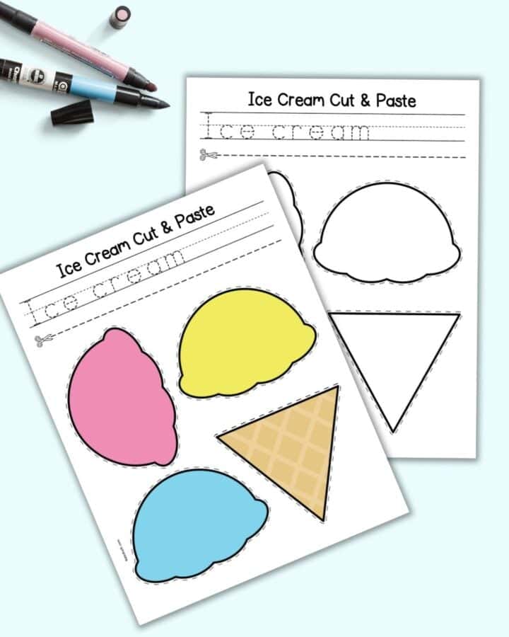 Free Printable Ice Cream Cut and Paste Craft - The Artisan Life