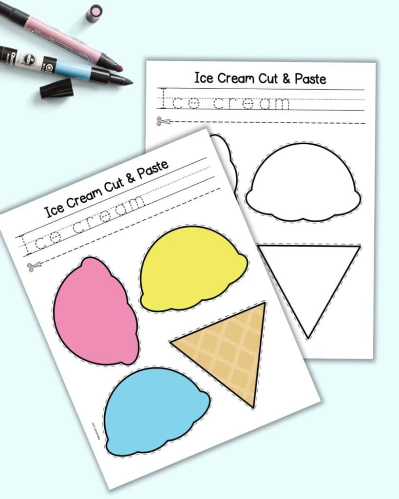 Free Printable Ice Cream Cut and Paste Craft - The Artisan Life