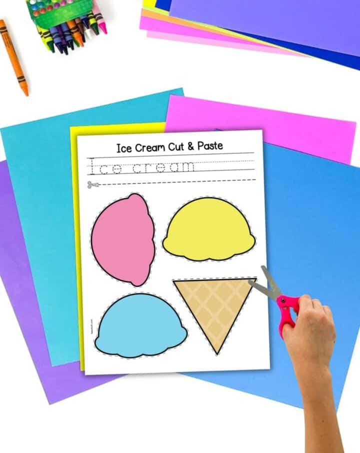 Free Printable Ice Cream Cut and Paste Craft - The Artisan Life