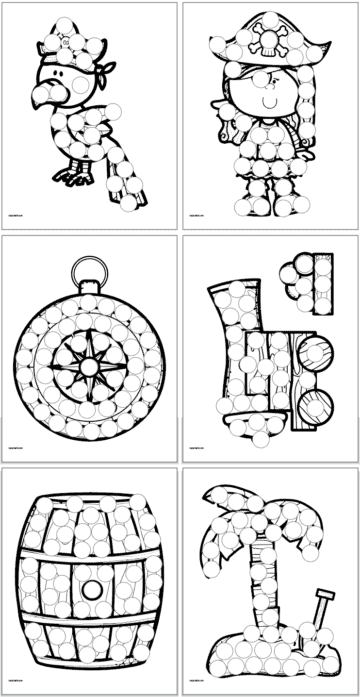 Free Printable Pirate Dot Marker Coloring Pages - The Artisan Life