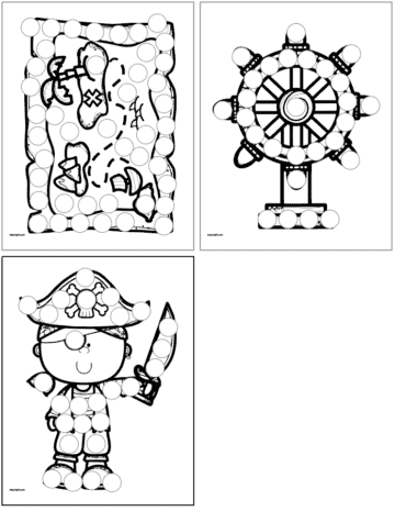 Free Printable Pirate Dot Marker Coloring Pages - The Artisan Life