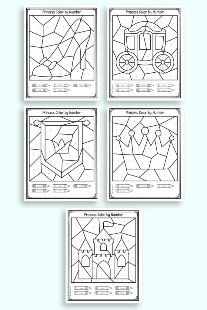 Free Printable Color by Number Princess Worksheets - The Artisan Life