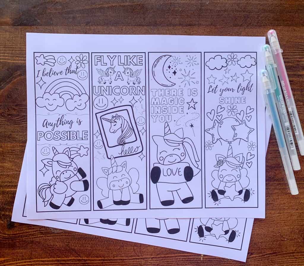 Free Unicorn Bookmark Coloring Pages Printable - The Artisan Life