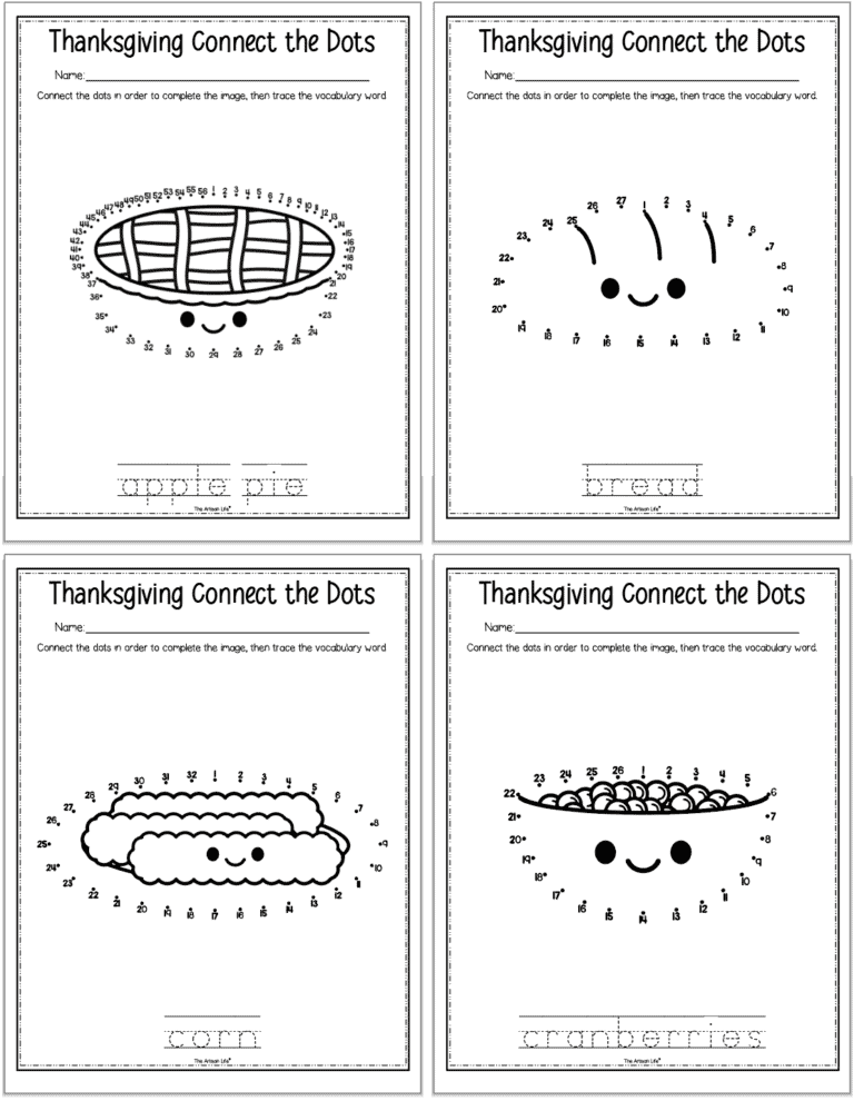 Free Thanksgiving Connect the Dots Printables - The Artisan Life