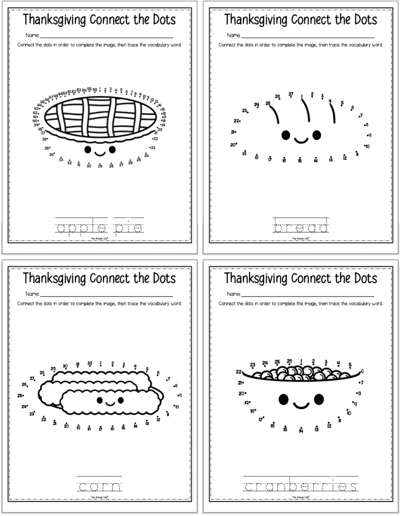 Free Thanksgiving Connect the Dots Printables - The Artisan Life