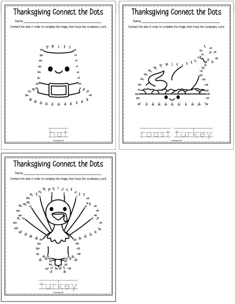Free Thanksgiving Connect the Dots Printables - The Artisan Life
