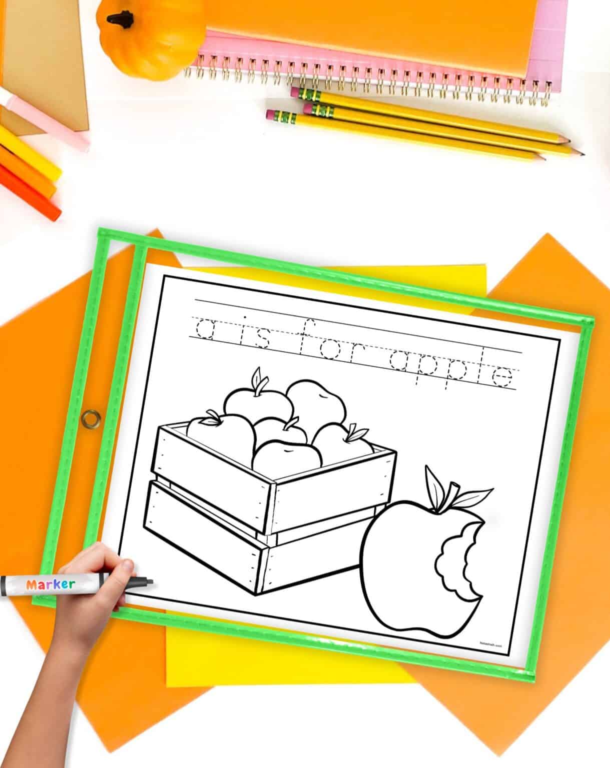 Free Printable A Is for Apple Coloring Pages - The Artisan Life
