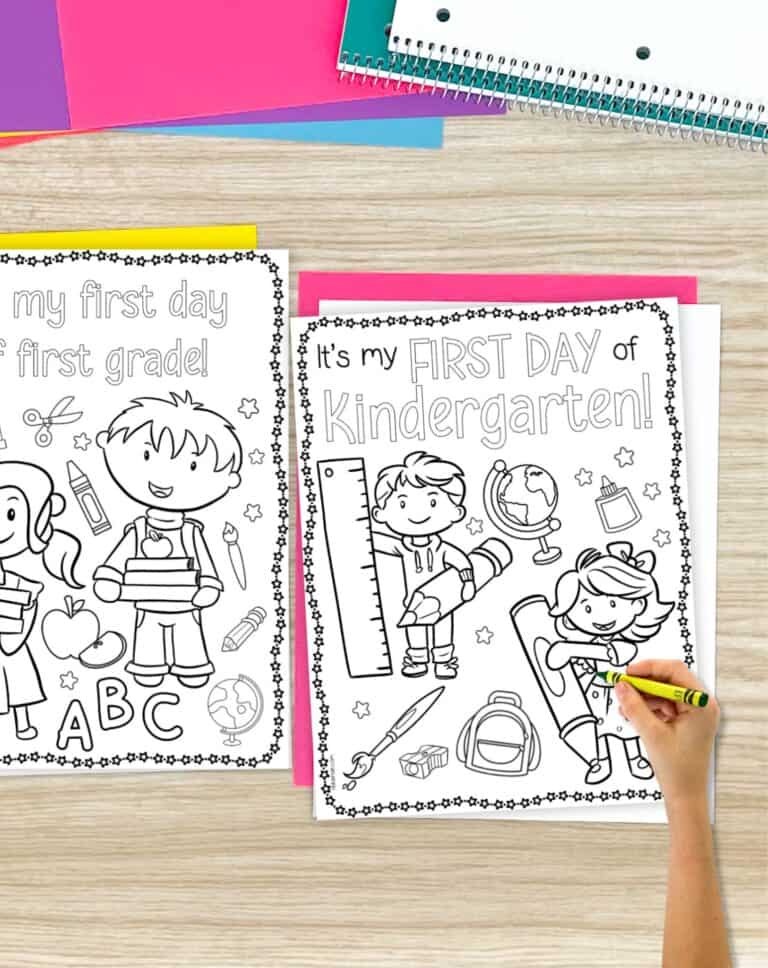 Free Printable First Day of School Coloring Pages - The Artisan Life