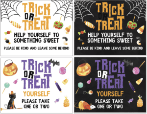 Free Printable Halloween Candy Bowl Signs - The Artisan Life