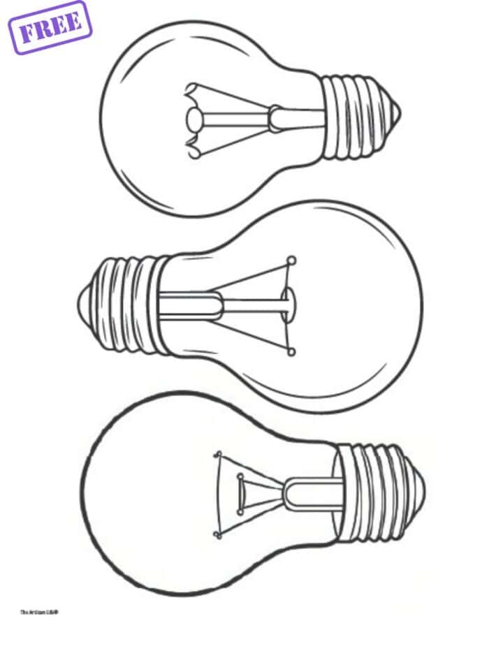 Free Printable Light Bulb Coloring Pages - The Artisan Life