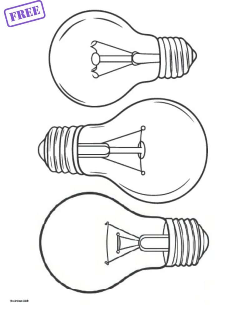 Free Printable Light Bulb Coloring Pages - The Artisan Life