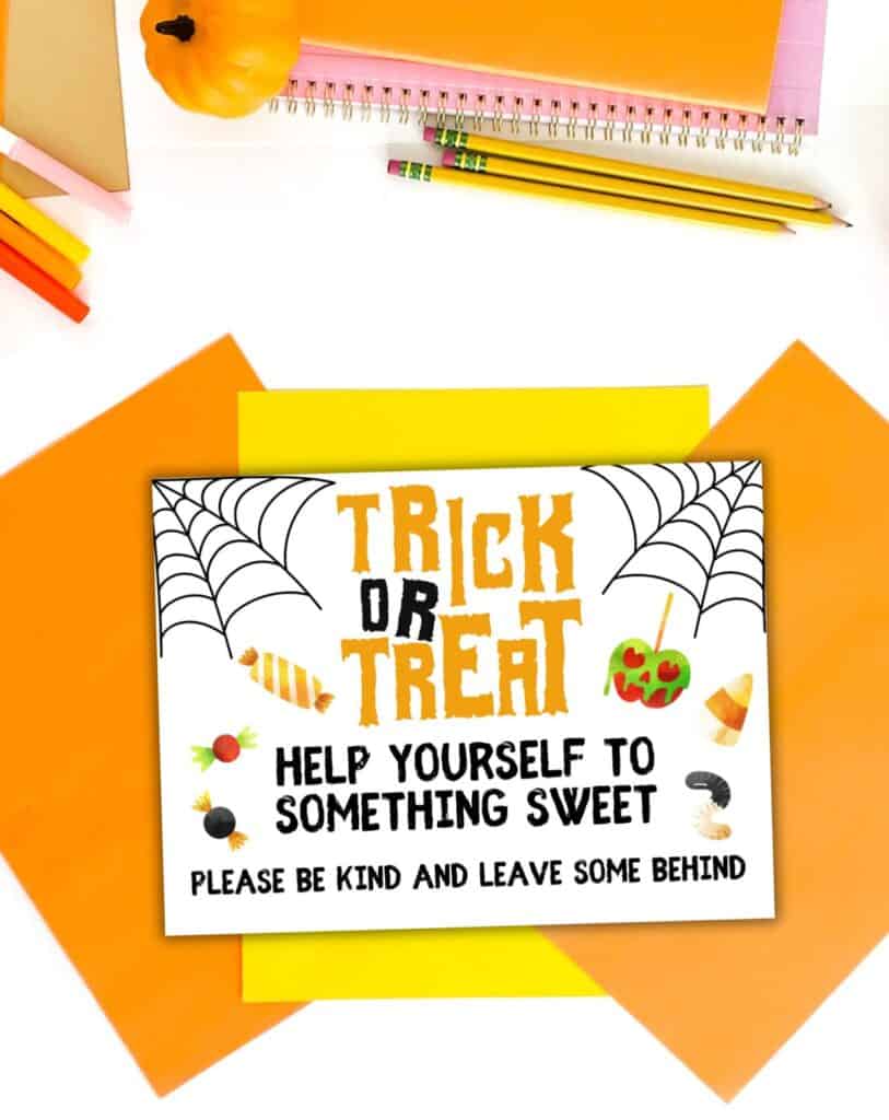 Free Printable Halloween Candy Bowl Signs - The Artisan Life
