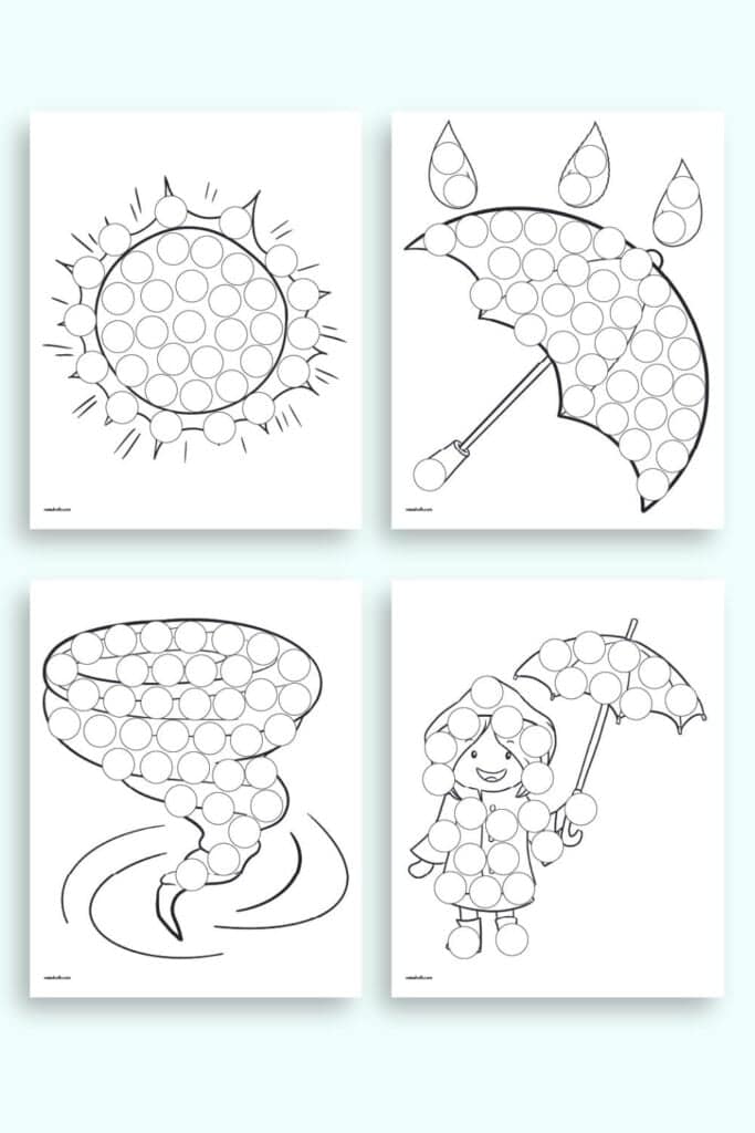 Free Printable Weather Dot Marker Coloring Pages - The Artisan Life