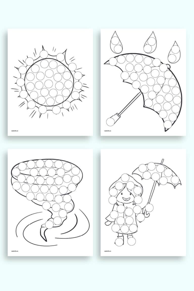 Free Printable Weather Dot Marker Coloring Pages - The Artisan Life