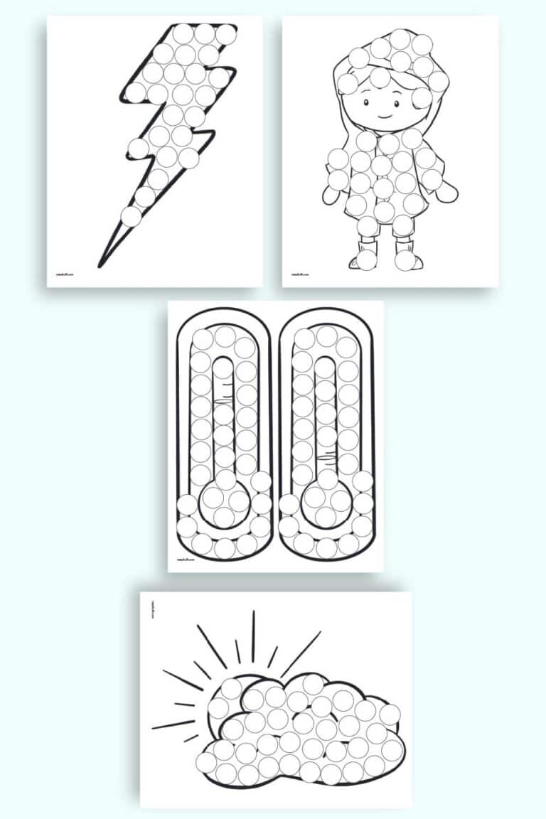 Free Printable Weather Dot Marker Coloring Pages - The Artisan Life