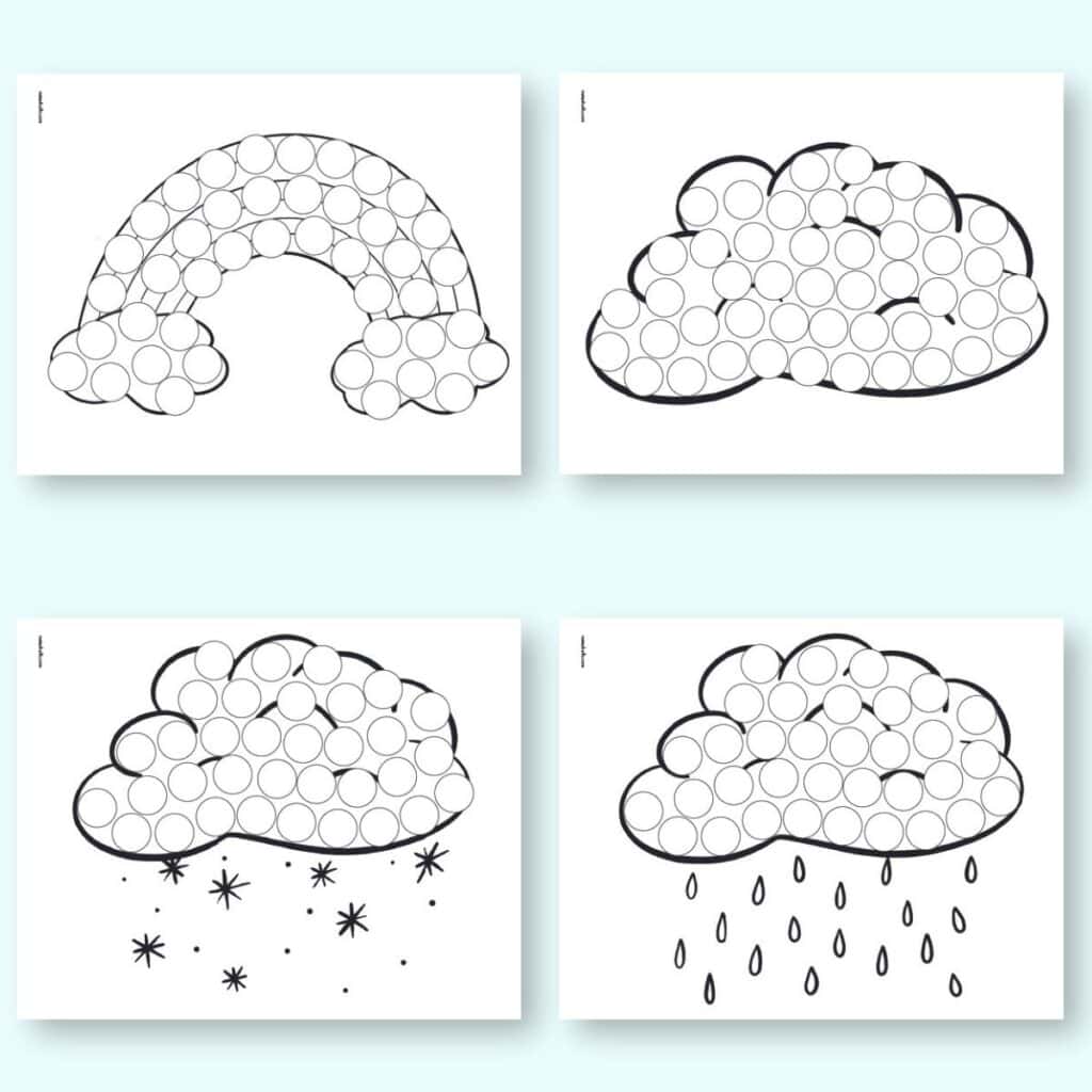 Free Printable Weather Dot Marker Coloring Pages - The Artisan Life