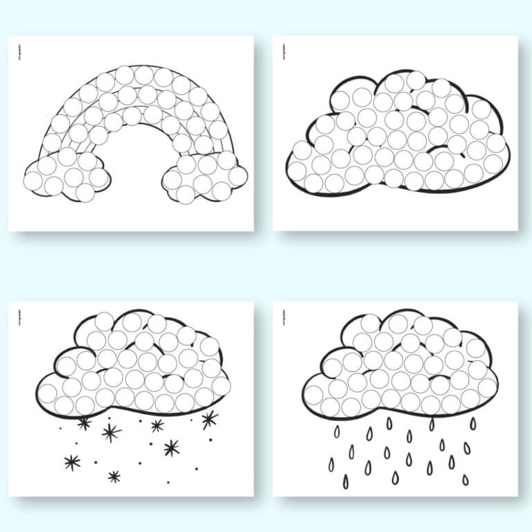 Free Printable Weather Dot Marker Coloring Pages - The Artisan Life