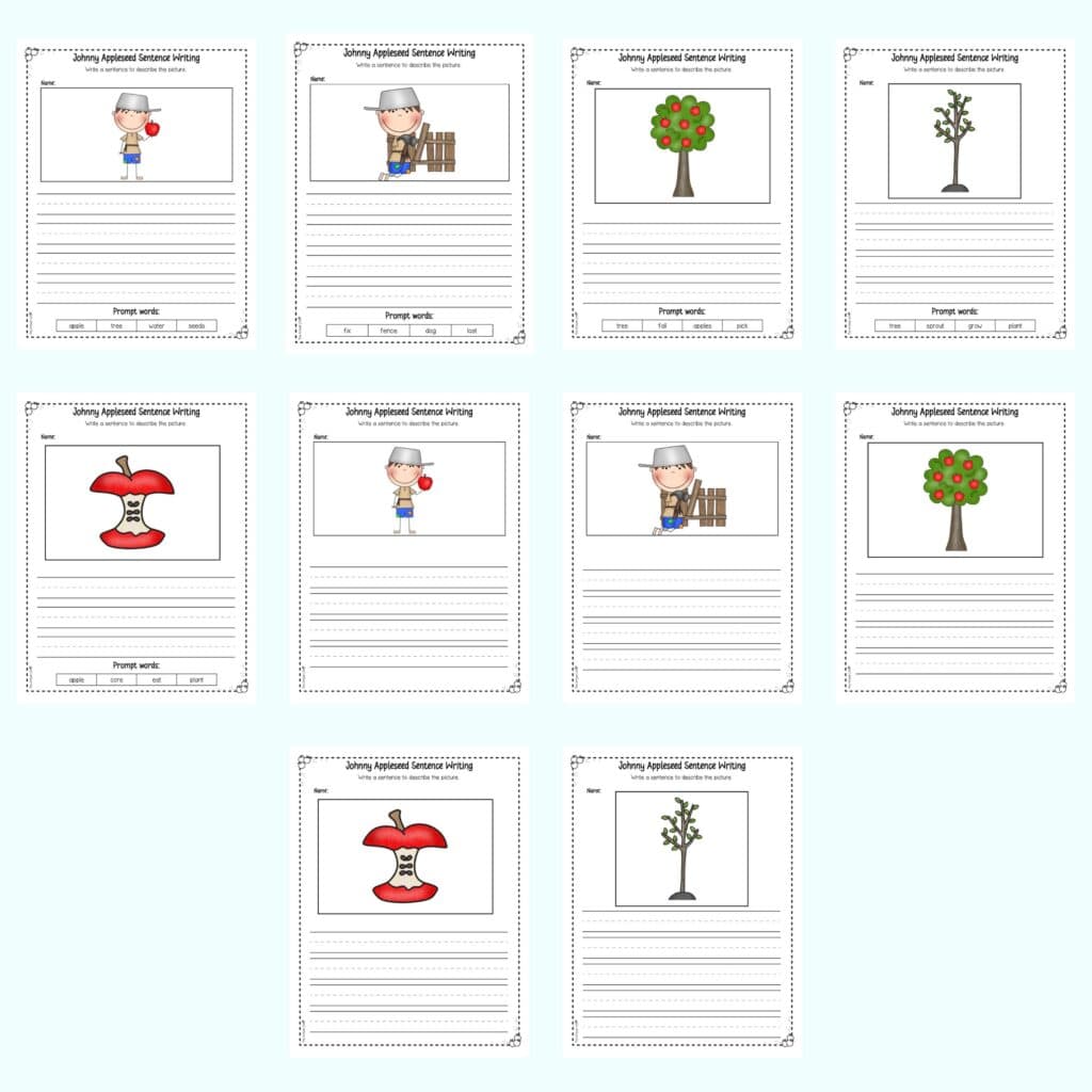 Free Johnny Appleseed Writing Prompt Worksheets - The Artisan Life