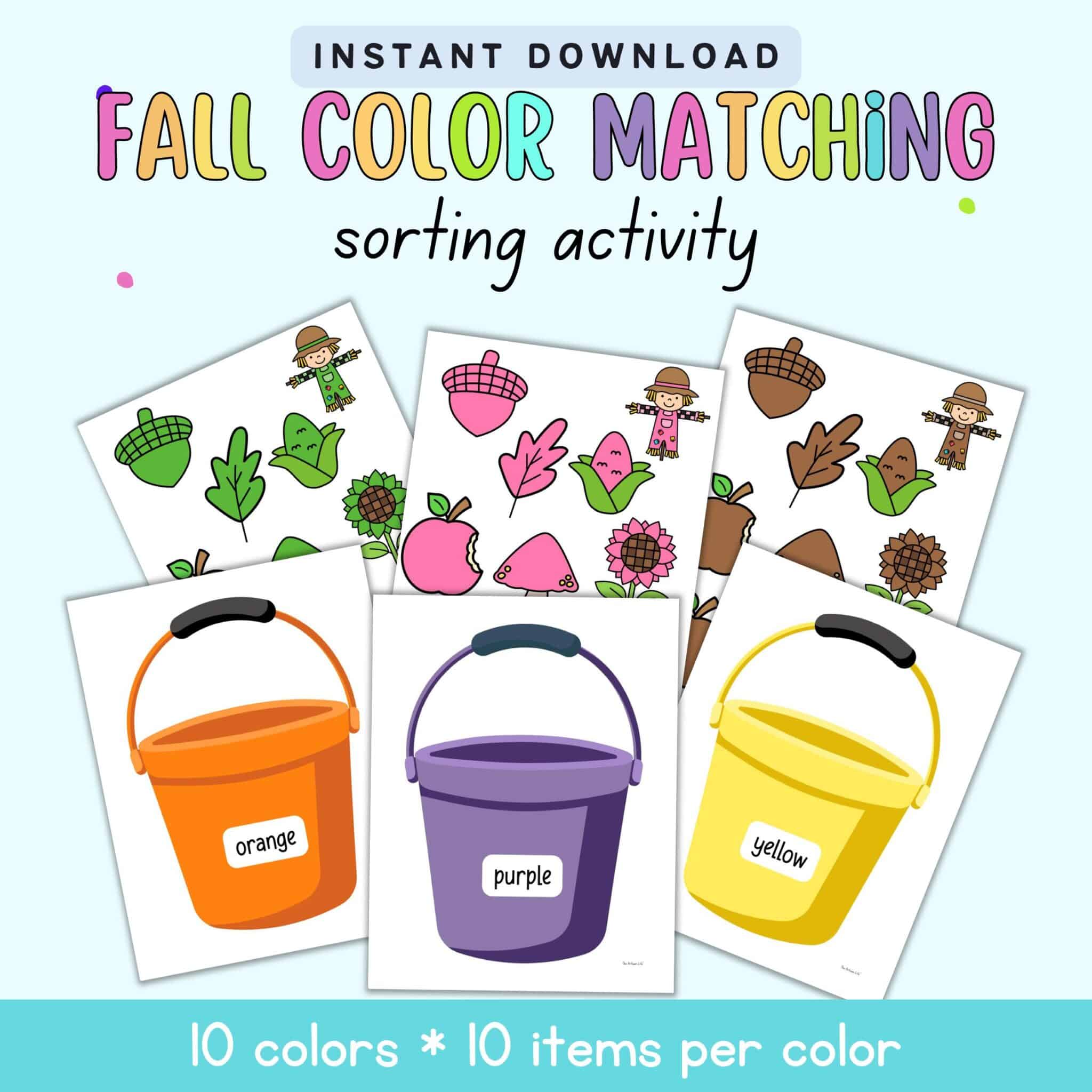 Free Fall Themed Color Matching Printable - The Artisan Life