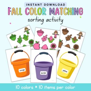 Free Fall Themed Color Matching Printable - The Artisan Life