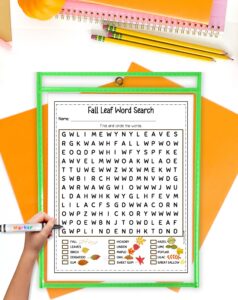 Free Printable Fall Leaf Word Search - The Artisan Life