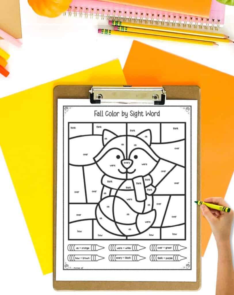 Free Printable Fall Sight Word Coloring Pages - The Artisan Life