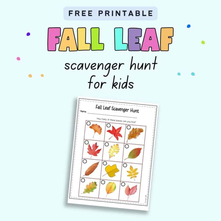 Free Printable Fall Leaf Scavenger Hunt - The Artisan Life