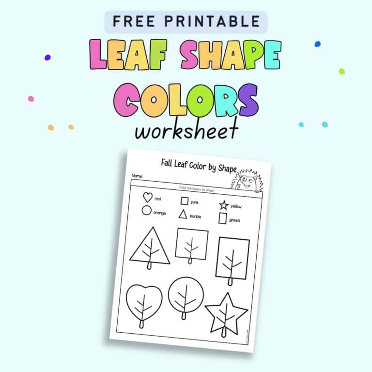 Free Printable Fall Leaf Color Shape Worksheet - The Artisan Life