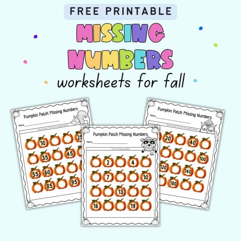 Free Printable Pumpkin Patch Missing Numbers Worksheets - The Artisan Life