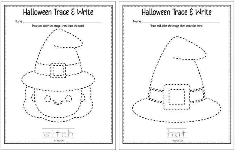 Free Printable Halloween Tracing Worksheets - The Artisan Life