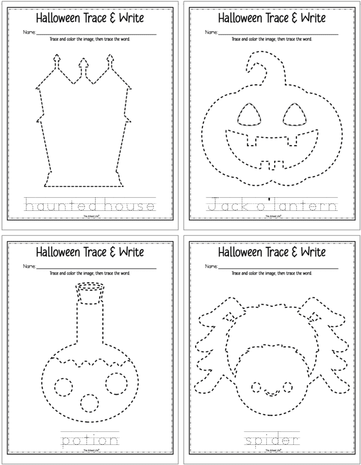 Free Printable Halloween Tracing Worksheets - The Artisan Life