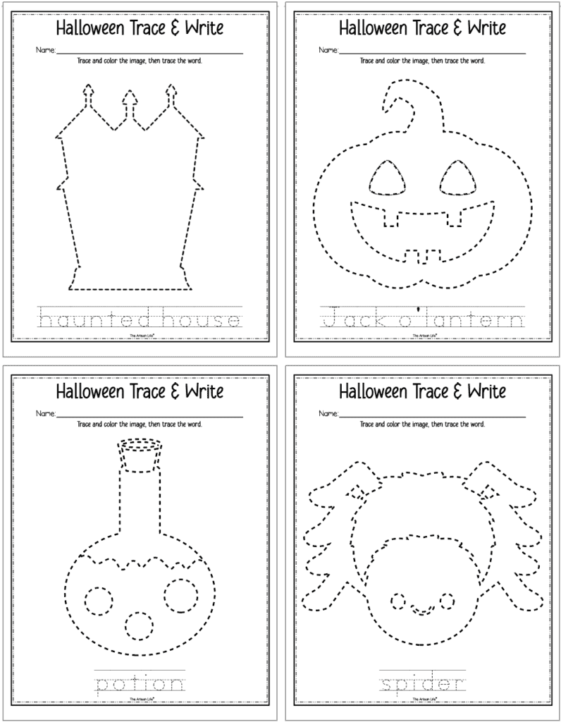 Free Printable Halloween Tracing Worksheets - The Artisan Life