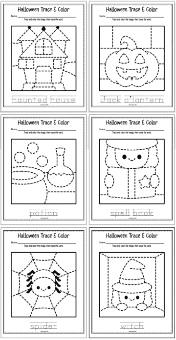 Free Printable Halloween Tracing Worksheets with Vocabulary - The ...
