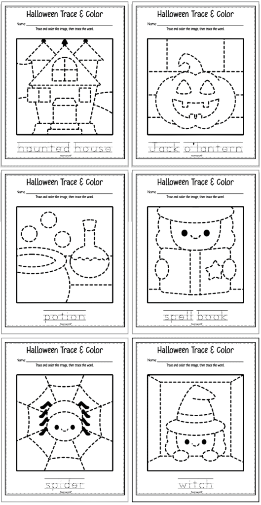 Free Printable Halloween Tracing Worksheets with Vocabulary - The ...