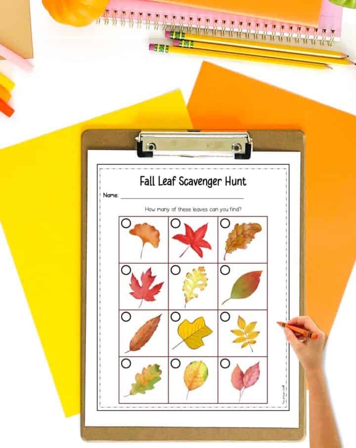 Free Printable Fall Leaf Scavenger Hunt - The Artisan Life