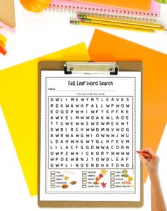Free Printable Fall Leaf Word Search - The Artisan Life