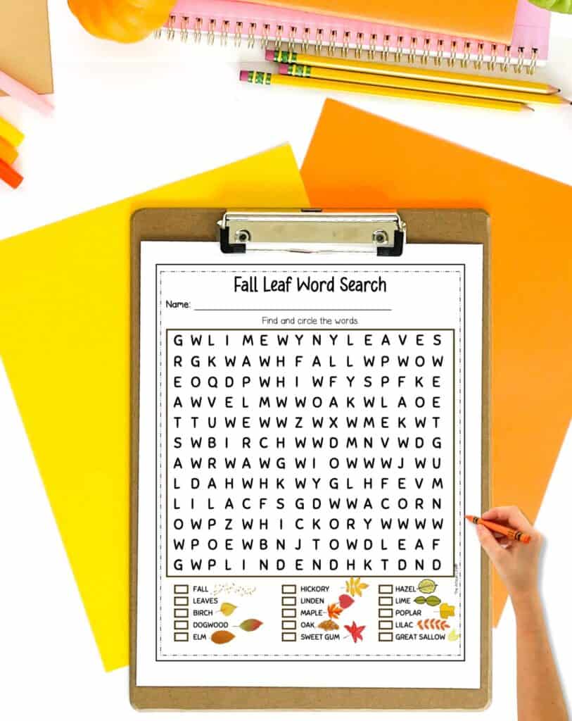 Free Printable Fall Leaf Word Search - The Artisan Life