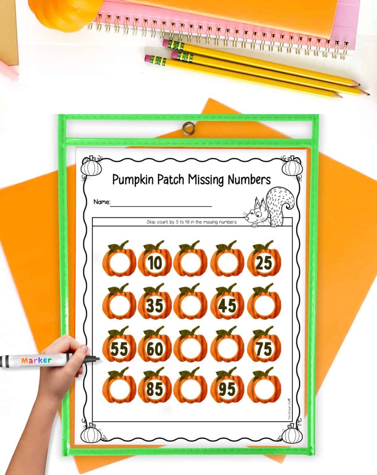 Free Printable Pumpkin Patch Missing Numbers Worksheets - The Artisan Life