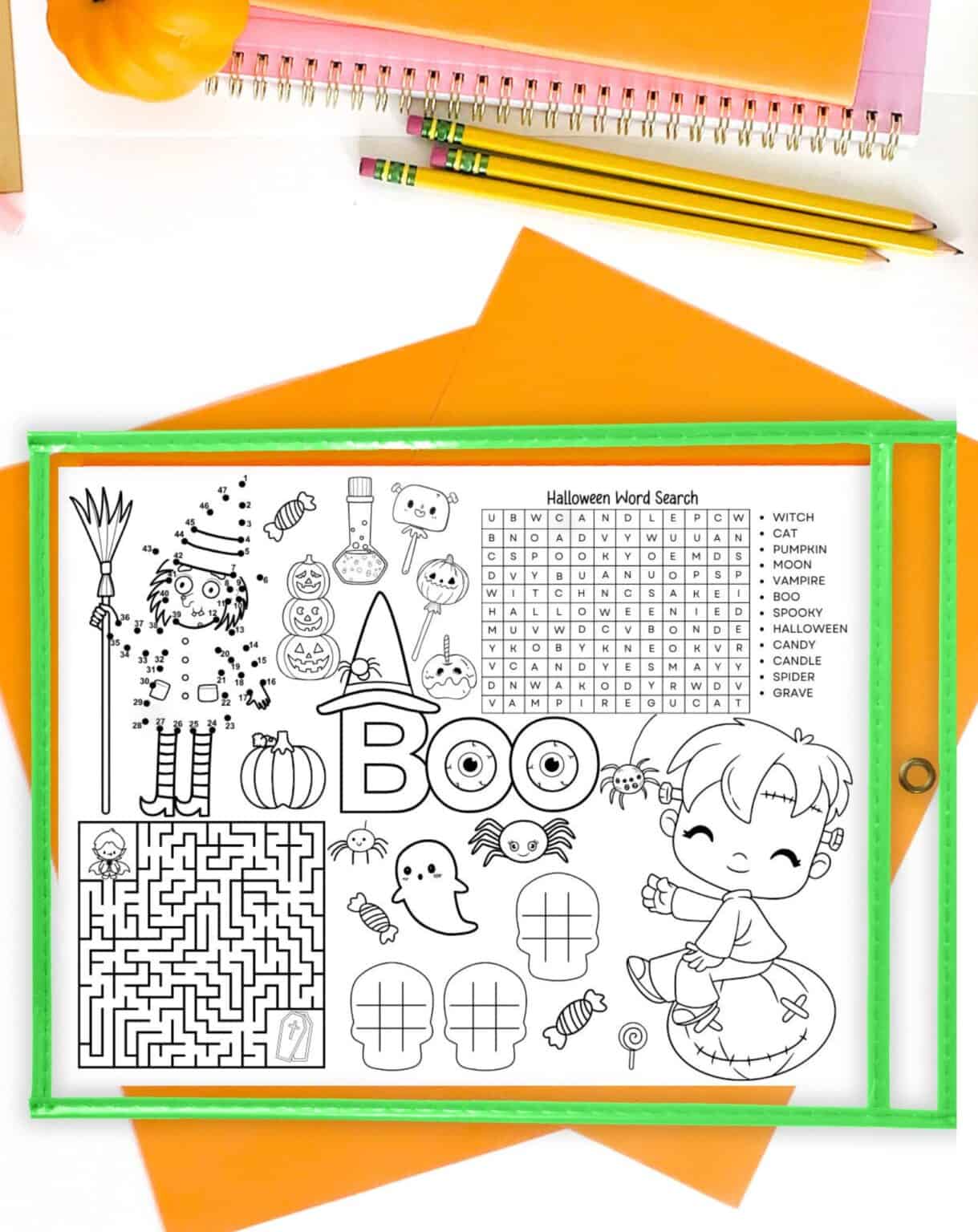 Free Printable Halloween Activity Placemats - The Artisan Life