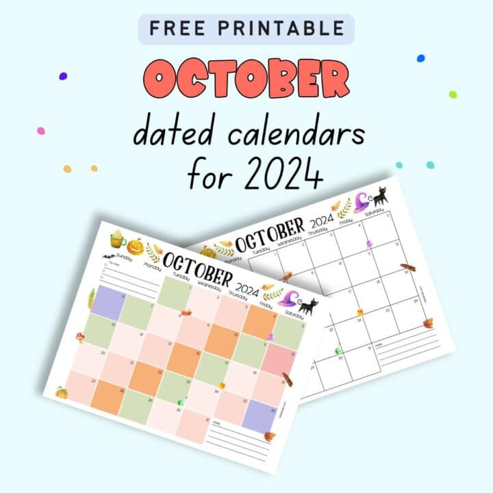 Free October Calendar Printable for 2024 - The Artisan Life