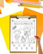 Free Printable November Cut and Glue Worksheet - The Artisan Life