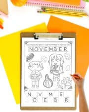 Free Printable November Cut and Glue Worksheet - The Artisan Life