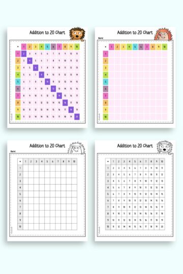 Addition Chart Printable 1-20 - The Artisan Life