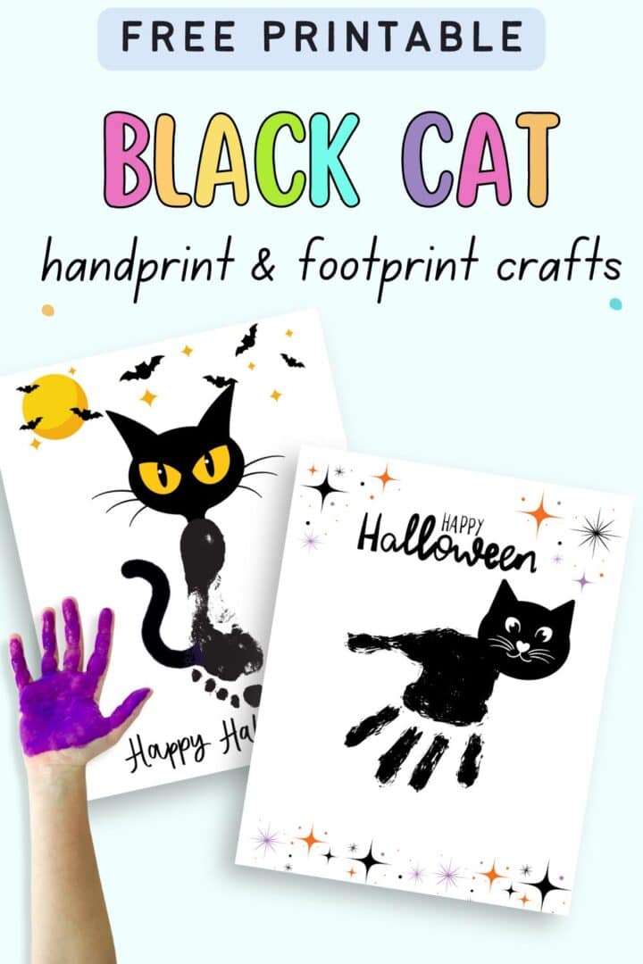 Free Printable Black Cat Handprint Craft - The Artisan Life