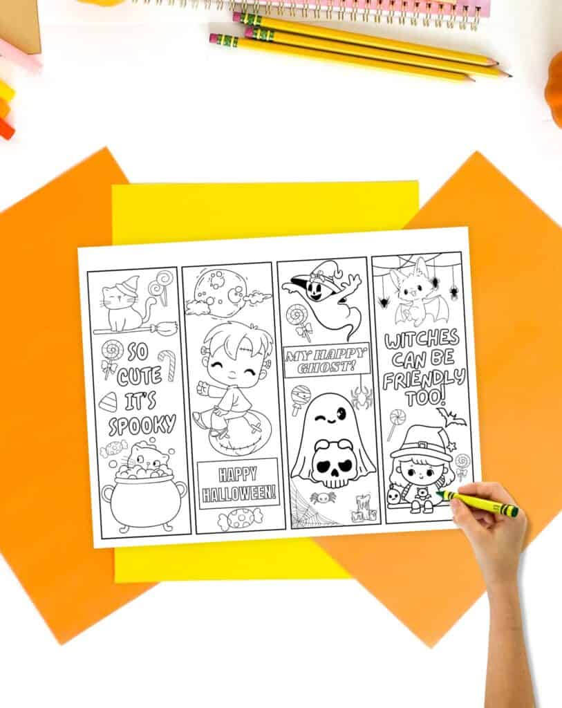 Free Halloween Bookmark Coloring Pages Printable - The Artisan Life