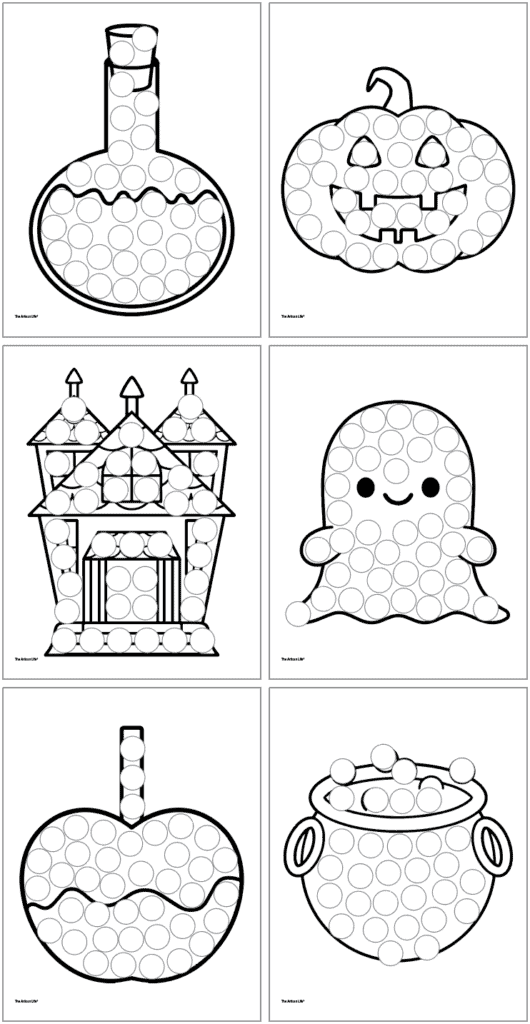 Free Printable Halloween Dot Marker Coloring Pages - The Artisan Life