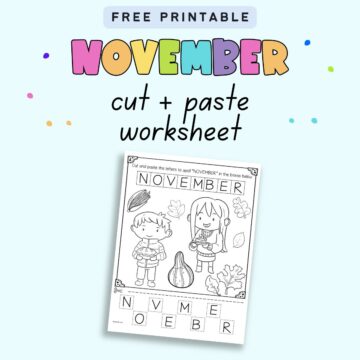 Free Printable November Cut and Glue Worksheet - The Artisan Life